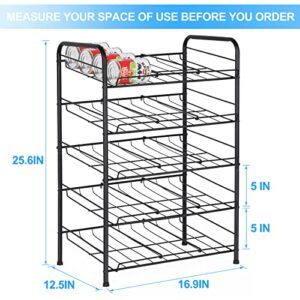 Fogein Can Organizer for Pantry, 5 Tier Can Rack Organizer Holds up to 60 Cans, Can Storage Dispenser Rack for food Storage, Kitchen Cabinet and Pantry, Black