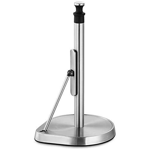 Standing Tear Paper Towel Holder,304 Stainless Steel Tension Arm Paper Towel Holder Countertop Single Paper Towel Holder Easy to Tear Paper Towel Holder for Kitchen & Dining Room Table