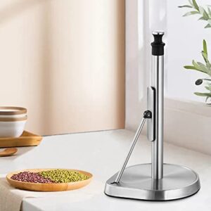 Standing Tear Paper Towel Holder,304 Stainless Steel Tension Arm Paper Towel Holder Countertop Single Paper Towel Holder Easy to Tear Paper Towel Holder for Kitchen & Dining Room Table