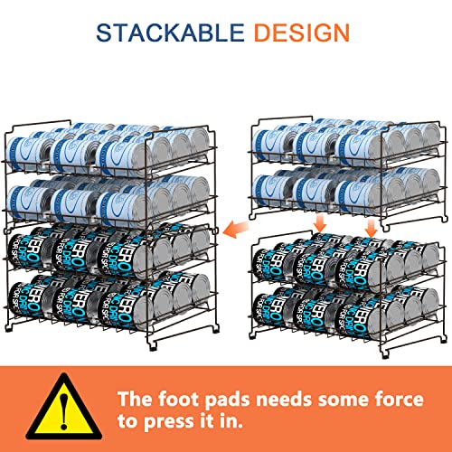 Minicloss 4-Tier Can Rack Organizer, Stackable Pantry Organizer Can Storage Dispenser Holds up to 48 Cans for Kitchen Cabinet, Countertop, Bronze