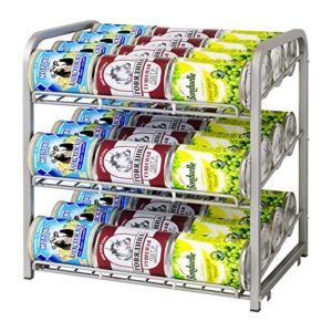 leguang 3-tier stackable can rack organizer, can storage dispenser holds up to 36 cans for kitchen cabinet or pantry, silver