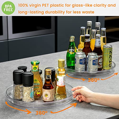 vacane 2 Pack Clear Lazy Susan Organizer 13" Plastic Lazy Susan Turntable for Cabinet Rotating Pantry Lazy Susan Cabinet Organizer, Storage Containers for Kitchen, Refrigerator Countertop, Bathroom