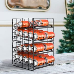 OYEAL Soda Can Organizer Beverage Rack Dispenser Stackable Can Rack Organizer for Pantry Refrigerator Kitchen Cabinets, Dispenser 20 Standard Size 12oz Soda Cans or Canned Food, 2 Pack