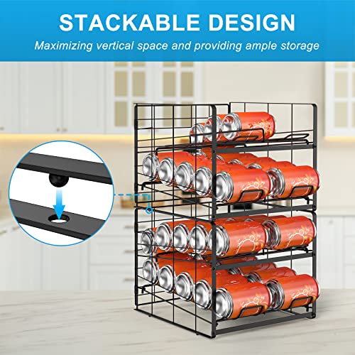 OYEAL Soda Can Organizer Beverage Rack Dispenser Stackable Can Rack Organizer for Pantry Refrigerator Kitchen Cabinets, Dispenser 20 Standard Size 12oz Soda Cans or Canned Food, 2 Pack