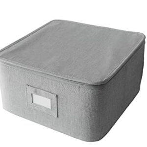 In This Space Grey Twill Hard Shell(tm) Two Square China Plates Storage Container With Secure Lid for dinner round or square plates (11.5” and 9.5”)