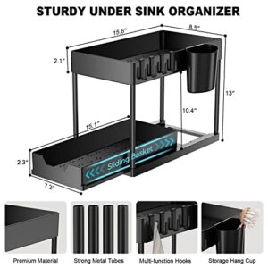 Molgree Under Sink Organizers and Storage 2 Pack, Multi-purpose Under Sink Organizer Under Cabinet Organizer, 2 Tier Under Sink Storage Shelf Under Bathroom Kitchen Sink Organizers and Storage