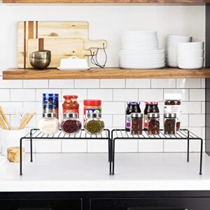 Medium (13.1 x 10.2 Inch) Cabinet Storage Shelf Rack, Kitchen Shelves，Kitchen Counter and Cabinet Shelf, Storage Rack Organizer for Kitchen, Fridge, Cabinet, Bathroom Cupboard, Black (Black, 4)