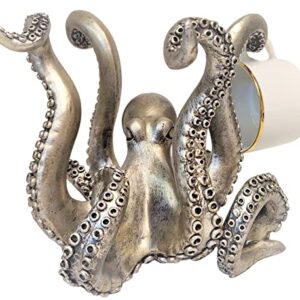 Vintage Style Octopus Coffee Mug Tea Cup Holder in Silver Tone Kitchen Dining Coffee Bar Statue Accessory