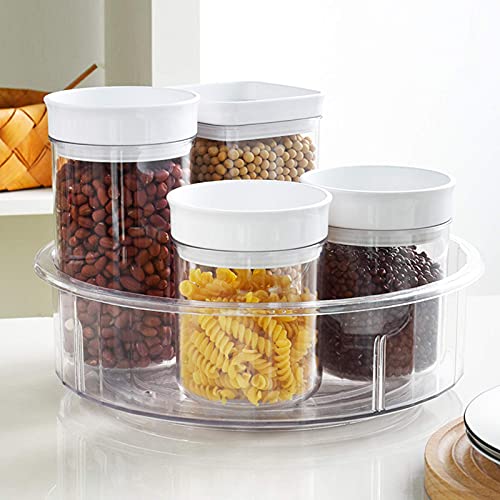 TOPZEA 2 Pack Divided Lazy Susan Turntable, 12 Inch Divided Spinning Storage Container Kitchen Organizer for Cabinets, Pantry, Countertops, Fridge, Bathroom, 4 Compartments, Clear