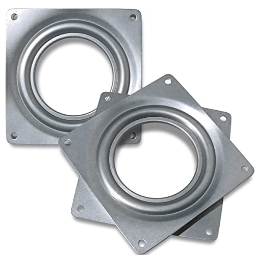 2 Pcs of 4" Inch Lazy Susan Turntable Bearings Hardware Square Rotating Bearing Plate for Serving Trays, Swivel Plate, Kitchen Storage Racks, Craft Table