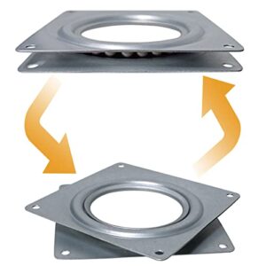 2 Pcs of 4" Inch Lazy Susan Turntable Bearings Hardware Square Rotating Bearing Plate for Serving Trays, Swivel Plate, Kitchen Storage Racks, Craft Table