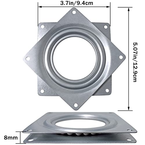 2 Pcs of 4" Inch Lazy Susan Turntable Bearings Hardware Square Rotating Bearing Plate for Serving Trays, Swivel Plate, Kitchen Storage Racks, Craft Table