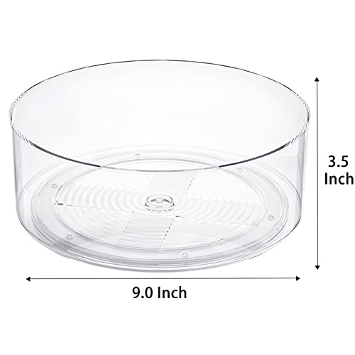 2 PCS Clear Lazy Susan Organizer-Acrylic Turntable Container-360 Rotated Plastic Tray for Table, Spice Rack, Cabinet, Pantry, Refrigerator-Perfect for Spice, Makeup, Condiments, Food, Cosmetic