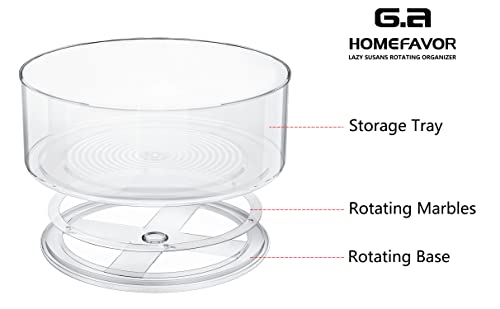 2 PCS Clear Lazy Susan Organizer-Acrylic Turntable Container-360 Rotated Plastic Tray for Table, Spice Rack, Cabinet, Pantry, Refrigerator-Perfect for Spice, Makeup, Condiments, Food, Cosmetic