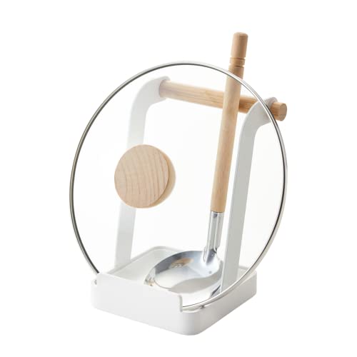 Yamazaki Home Ladle & Lid Rest - Kitchen Utensil Organizer Stand For Cooking, Steel + Wood, Water Resistant, No Assembly Req.