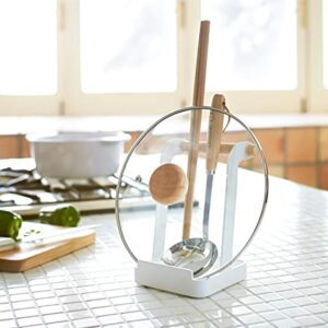 Yamazaki Home Ladle & Lid Rest - Kitchen Utensil Organizer Stand For Cooking, Steel + Wood, Water Resistant, No Assembly Req.