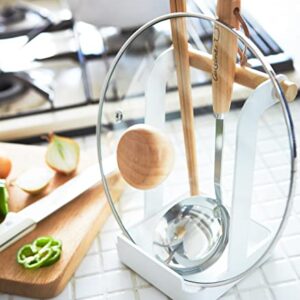 Yamazaki Home Ladle & Lid Rest - Kitchen Utensil Organizer Stand For Cooking, Steel + Wood, Water Resistant, No Assembly Req.