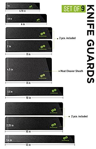 EVERPRIDE 9-Piece Knife Guard Set, Universal Blade Cover Sheaths for Chef and Kitchen Knives – Durable Knife Edge Guards Include Multiple Sizes to Protect Your Full Set of Knives - Knives Not Included