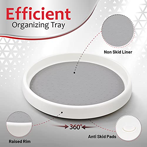 Lazy Susan Turntable, Non Skid Large Lazy Susan Turntable for Cabinet and Refrigerator, Plastic Rotating Turn Table, 10 Inch - by RamPro