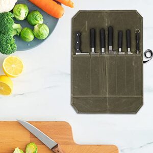 Knife Roll, Chef’s Knife Roll Bag, Waxed Canvas Knife Roll Case, Portable Knife Wrap, Kitchen Knife Storage Case, Chef Tools Protector, Culinary Knife Bags, Travel Tool Roll Pouch, Utensil Canvas Wrap