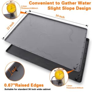 iArtker Under Sink Mat for Kitchen Waterproof,34" x 22" Sink Cabinet Organizer Tray,Slight Slope Water Gathering,Silicone Under Sink Liner for Kitchen Bathroom,Liner Drip Tray with Drain Hole (Grey)