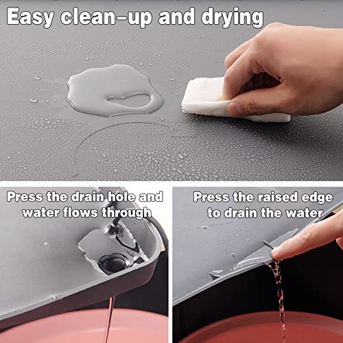 iArtker Under Sink Mat for Kitchen Waterproof,34" x 22" Sink Cabinet Organizer Tray,Slight Slope Water Gathering,Silicone Under Sink Liner for Kitchen Bathroom,Liner Drip Tray with Drain Hole (Grey)