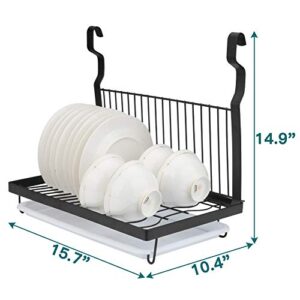 Eastore Life Hanging Dish Rack,Collapsible Dish Drying Rack with Drainboard, Stainless Steel Dish Drainer, Black