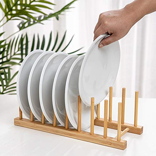 Bamboo Dish Drying Rack, Plate Rack Holder, Kitchen Organizer for Dish/Cup/Plate/Book/CD...