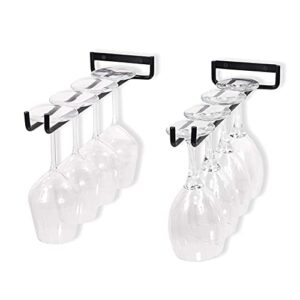 wine glass rack 2 pack iron hanging holder storage hanger 12 inch stemware rack wall mounted for kitchen cabinet bar,black