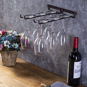 Wine Glass Rack 2 Pack Iron Hanging Holder Storage Hanger 12 Inch Stemware Rack Wall Mounted for Kitchen Cabinet Bar,Black