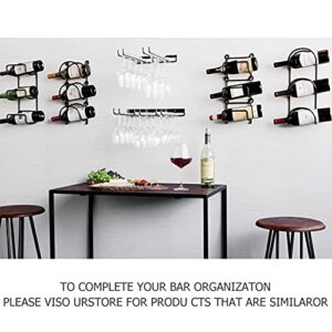 Wine Glass Rack 2 Pack Iron Hanging Holder Storage Hanger 12 Inch Stemware Rack Wall Mounted for Kitchen Cabinet Bar,Black