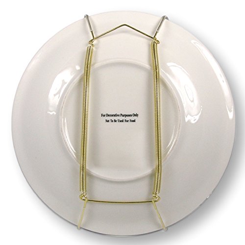 Banberry Designs Brass Vinyl Coated Plate Hanger 5 to 7 Inch Plates - Set of 4 - Includes Hook and Nail for Hanging