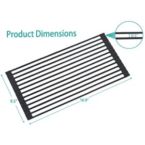 LIMNUO Roll Up Dish Drying Rack, ,Silicone Wrapped Steel Foldable Dish Drying Rack