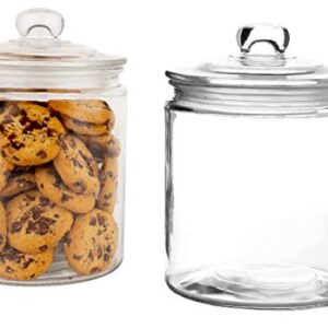 Set of 2 Glass Jar with Lid (2 Liter) | Airtight Glass Storage Cookie Jar for Flour, Pasta, Candy, Dog Treats, Snacks & More | Glass Organization Canisters for Kitchen & Pantry | 68 Ounces