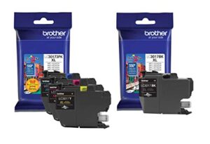 brother lc3017 high yield ink cartridge set of black, cyan, magenta, yellow in retail packing