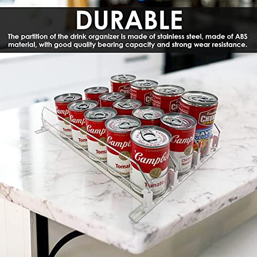 Drink Organizer for Fridge, Soda Organizer for Refrigerator, Can Dispenser, Automatic Pusher Glide, Pantry Organization, Holds Up To 15 cans, Spring Loaded Beverage Storage