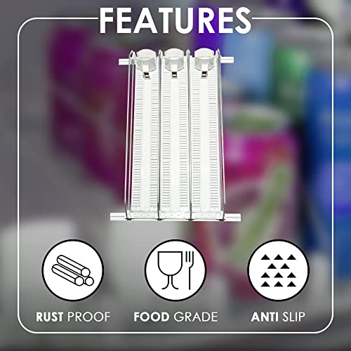 Drink Organizer for Fridge, Soda Organizer for Refrigerator, Can Dispenser, Automatic Pusher Glide, Pantry Organization, Holds Up To 15 cans, Spring Loaded Beverage Storage