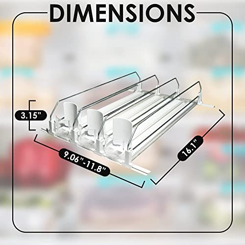 Drink Organizer for Fridge, Soda Organizer for Refrigerator, Can Dispenser, Automatic Pusher Glide, Pantry Organization, Holds Up To 15 cans, Spring Loaded Beverage Storage