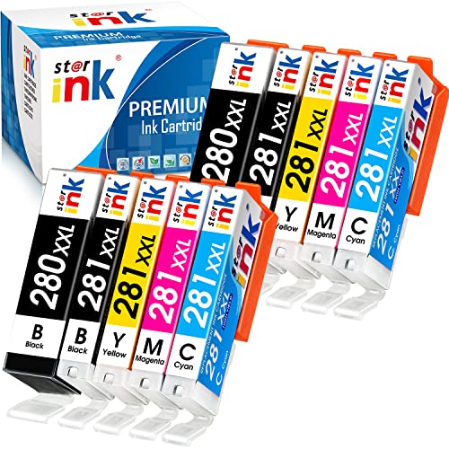 Starink Compatible Ink Cartridge Replacement for Canon 280 281 XXL PGI-280XXL CLI-281XXL for Pixma TR8520 TR8620 TR7520 TR8620a TR8622 TS6220 TS6320 TS6120 TR8600 TR8500 TR7500 TS6300 Printer, 10-Pack