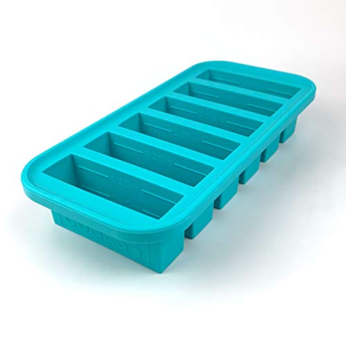 Souper Cubes Gift Set, 1-Cup 2-Cup 1/2 Cup and 2 Tablespoon Trays With Lids, Aqua Color