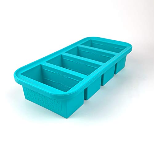 Souper Cubes Gift Set, 1-Cup 2-Cup 1/2 Cup and 2 Tablespoon Trays With Lids, Aqua Color