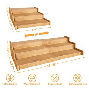 VenDotbi Spice Rack Organizer, 3 Tier Expandable Bamboo Spice Rack Organizer, Great for Kitchen Cabinet, Cupboard, Pantry and More