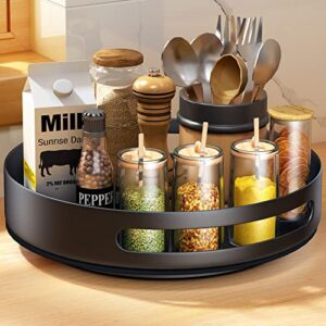 Lazy Susan Organizer, SAYZH Metal Steel Rotating Spice Racks with Turntable for Kitchen Pantry Cabinet Cupboard Table, 10 inch Black