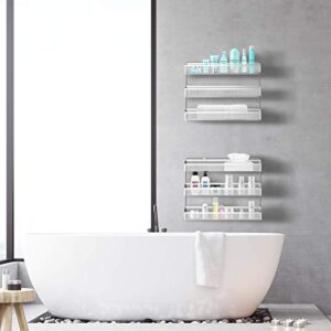 Auledio 2 Pack Spice Rack Organizer, 3 Tier Counter-top Stand or Wall Mounted Storage Rack Hanging Shelf for Kitchen Cabinet, Cupboard, Pantry Door or Bathroom Shower Cosmetic - Chrome