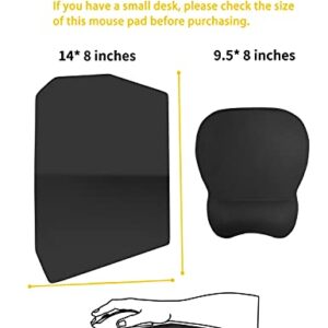 SOUNDANCE Ergonomic Mouse Pad with Wrist Rest Support, Thick Mousepad Relief Carpal Tunnel Pain, Entire Memory Foam with Non-Slip PU Gel Base for Computer Laptop Desktop Home Office, 14 x 8 Inch Black