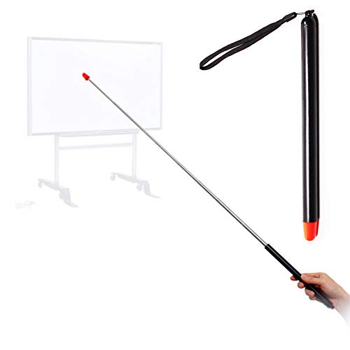 Telescopic Teachers Pointer,Teaching Pointer Stick for Classroom,Metal Hand Retractable Pointer Extended Length 47.2 Inch, Handheld Presenter Whiteboard Pointer (Black)