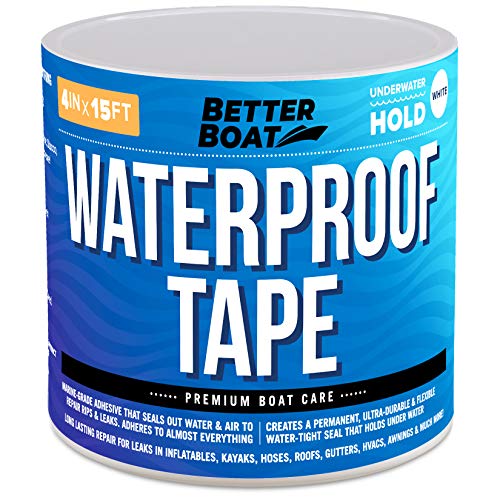 White Waterproof Tape for Leaks Thick Heavy Duty Water Proof Tape Sealing Marine Grade Outdoor Pools, Gutter, Underwater, Stop Leak Seal Tape Waterproof Repair Patch & Seal Sealant 15 Feet x 4 Inches