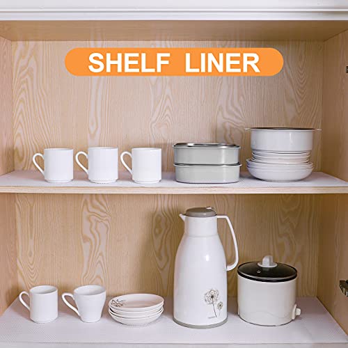 FLPMIX Shelf Liner White - Waterproof Pantry Cabinets Liners,Washable Easy to Cut Drawer Mat for Kitchens Cupboard 17.7" X 96Inch