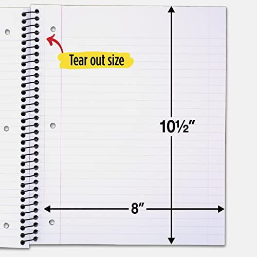 Five Star Spiral Notebook, 3-Subject, Wide Ruled Paper, 10-1/2" x 8", 150 Sheets, Red (72029)