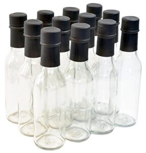 nicebottles clear glass woozy bottles with shrink capsules, 5 oz, case of 12